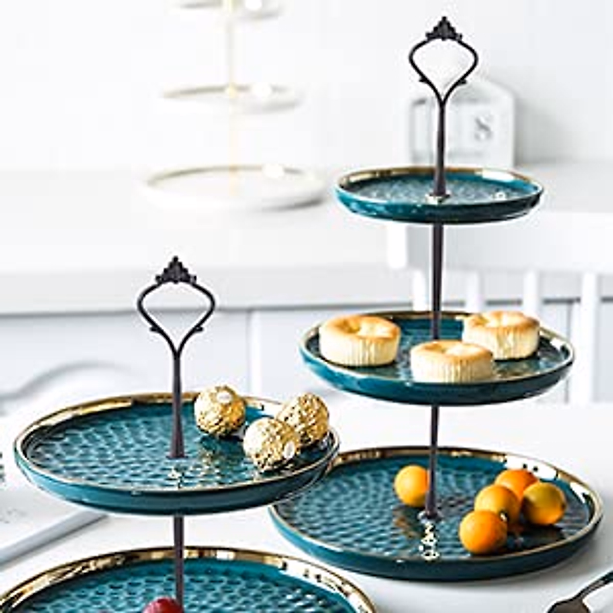 3 Tiered Tray Hardware, 6 Sets Cake Tray Stand Fittings Hardware for Cake Stand Mold, Decoration Accessories for Wedding Banquet Family Banquet,2Golden, 2Silver, 2Black