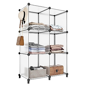 Closet Organizers and Storage 162L Closet Organizer 6 Cube Closet Shelves with Hook for Handing Storage Shelves for Storage Bins for Closet Storage