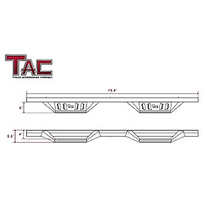 TAC Sidewinder Running Boards Fit 2019-2024 Ford Ranger SuperCrew Cab Truck Pickup 4” Drop Fine Texture Black Side Steps Nerf Bars Rock Slider Armor Off-Road Accessories (2pcs)