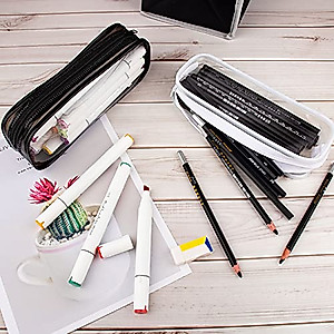 Rolybag Clear PVC Zipper Pen Pencil Bag,Portable Travel Toiletry Bag Waterproof Makeup Cosmetic Bag for Travel Home Office Makeup Brushes Storage (Black &White)