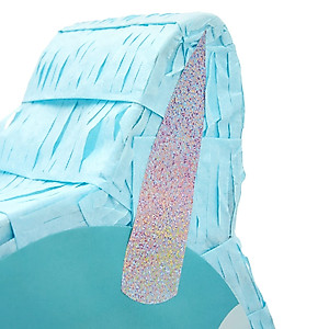 BLUE PANDA Pull String Narwhal Pinata for Birthday Party Supplies, Under the Sea Party Decorations, Baby Shower (Small, 16.5 x 12.3 x 3 In)