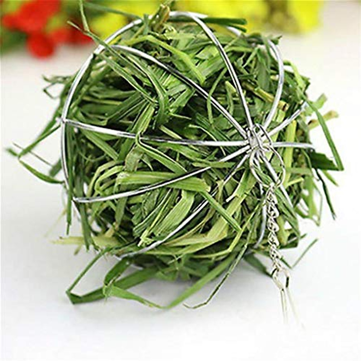 NEISHUI Stainless Steel Ball for Plating Pet Hay Manger Food Ball Rabbit Hamster Grass Rack(Not Including hay)