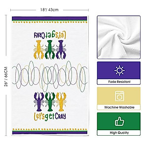 Artoid Mode Let's Get Cray Elegant Stripes Mardi Gras Lobster Kitchen Towels Dish Towels, 18x26 Inch Seasonal Decoration Hand Towels Set of 2