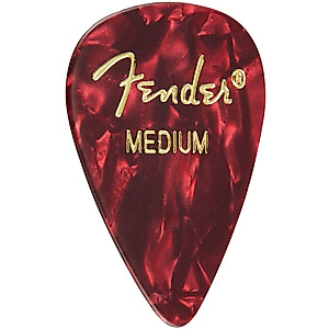 Fender Premium Celluloid Guitar Picks 351 Shape, Guitar Accessories, Red Moto, Medium, 12-Pack