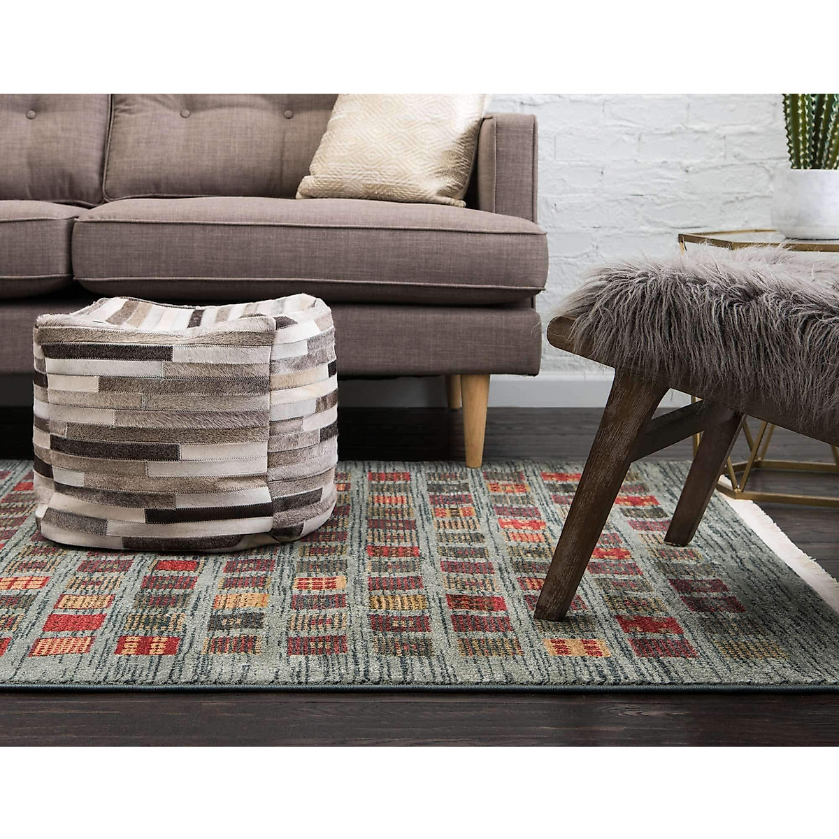 Unique Loom Fars Collection Modern Classic Geometric Tribal Inspired Design Area Rug, Rectangular 7' 1" x 10' 0", Light Blue/Navy Blue