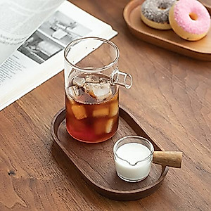 Vandroop Serving Trays for Parties, Small Tray for Tea＆Coffee, Oval Wooden Plates for Serving Food, Decorative Tray for Fruit, Appetizer＆Vegetables, Tray for Bathroom 7.8"×4.6" (Walnut, Set of 2)