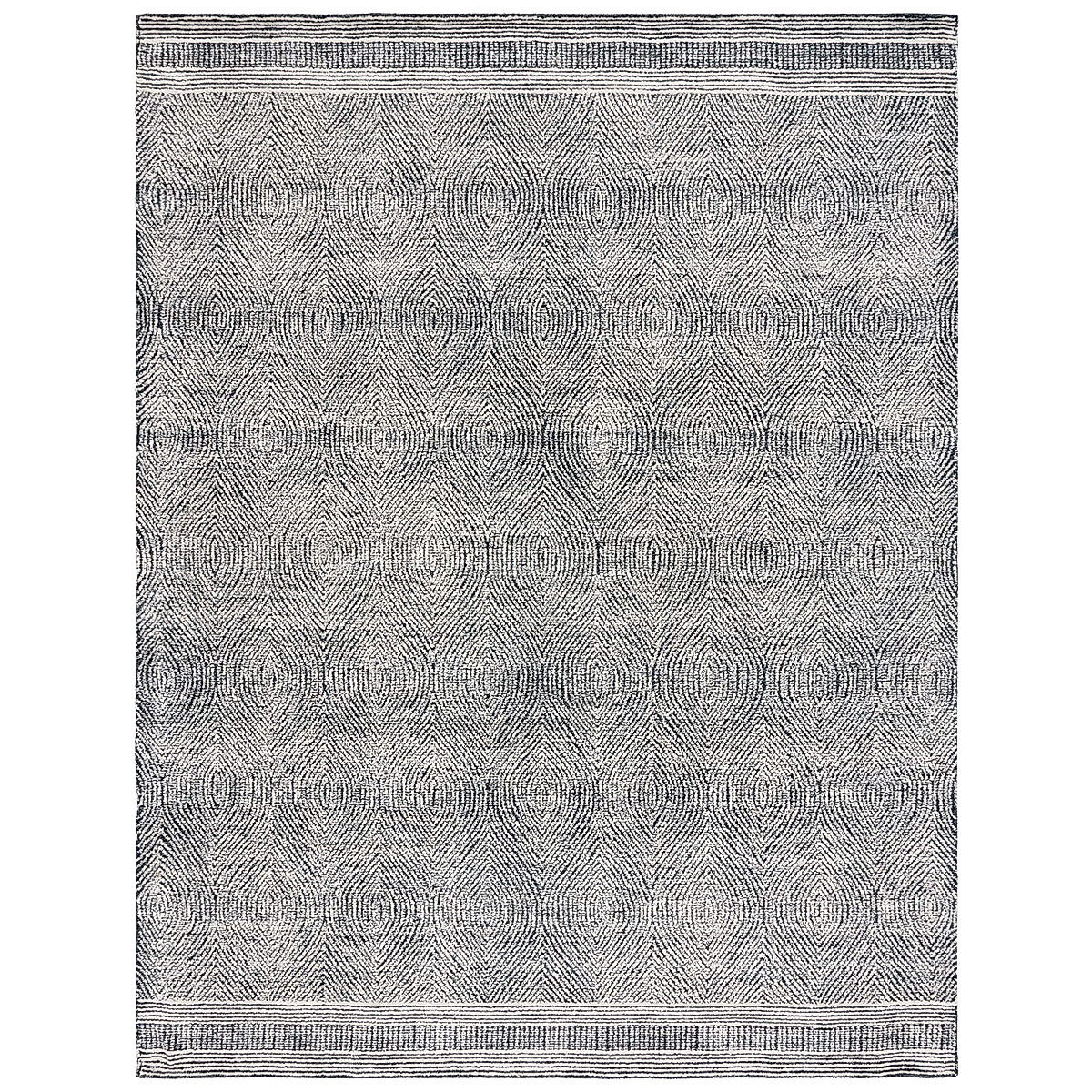 SAFAVIEH Abstract Collection Area Rug - 8' x 10', Ivory & Charcoal, Handmade Wool, Ideal for High Traffic Areas in Living Room, Bedroom (ABT340H)
