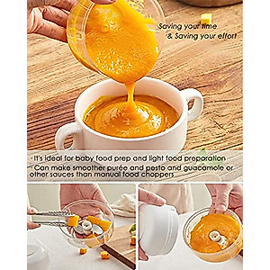 AYOTEE Cordless Portable Mini Food Chopper, Small Electric Food Processor For Garlic Veggie, Dicing, Mincing & Puree , 100ml, Baby Food Maker, White