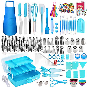 Makmeng Cake Decorating Tools Supplies Kit - 368Pcs Baking Supplies with Storage Case for Beginners - Icing Piping Bags and Tips Set For Cookies, Cupcake & Cake Frosting Fondant Decorating