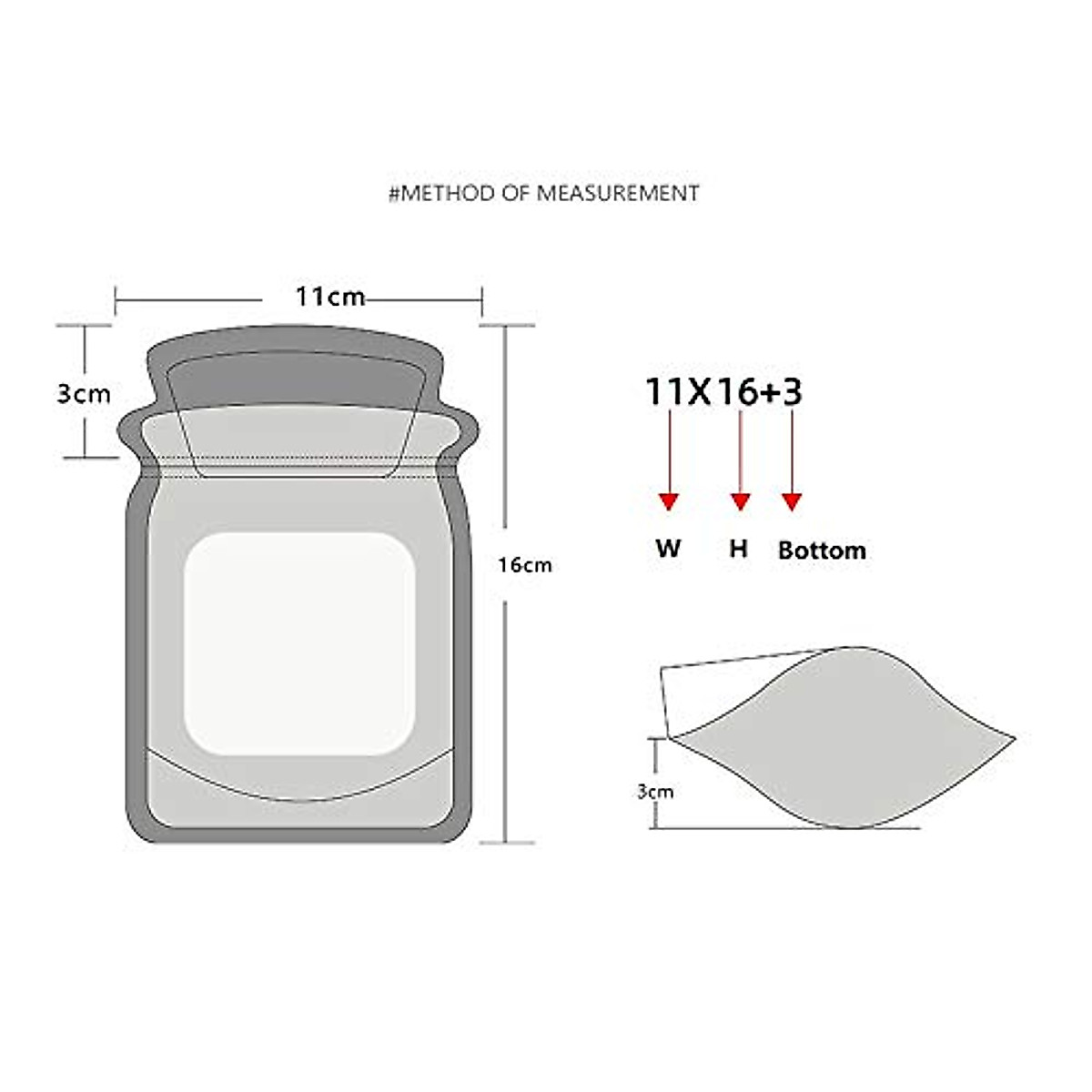 50Pcs Stand Up Clear Front Cork Mason Jar Pattern Zipper Bag Plastic Ziplock Pouch Portable Bottle Shape Food Preservation Smell Proof Packaging Pouches 7.8x5.5+2.7in (20x14+7cm)