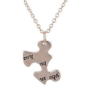 LUX ACCESSORIES Gold Tone Five Puzzle Shaped Engraved Words Friendship Necklace