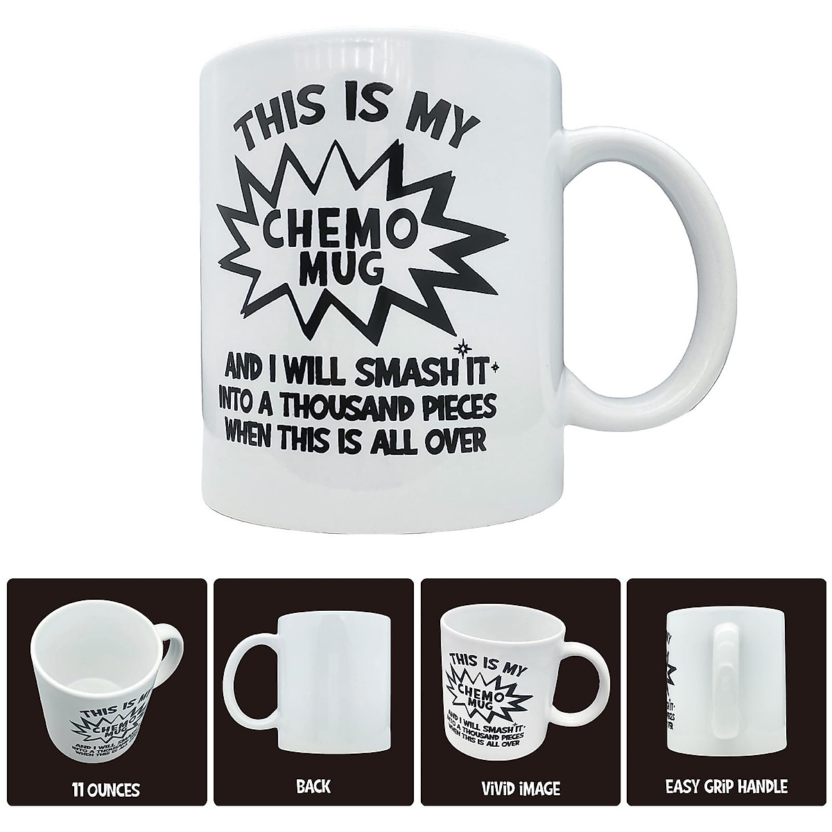 ZomefinKiu This is My Chemo Mug 11 Ounce Ceramic, Inspiration Chemo Pocket Hug, Chemo Patient Gift, Comforting Gifts for Cancer Patients, Thoughtful Gift for Chemo Patient Going Through Chemotherapy