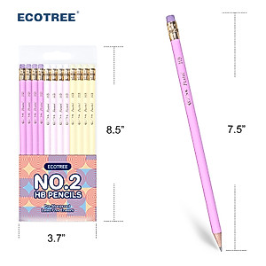 ECOTREE Pencils #2 HB, Pre-sharpened Pencils with Eraser Cute Pencils Graphite Pencils Sketch Pencils Birthday Pencils Fun Pencils for Kids, Adults, School, Office 12 Pack