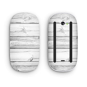 Design Skinz White & Gray Wood Planks Vinyl Decal Compatible with The Apple Magic Mouse 2 (Wireless, Rechargable) with Multi-Touch Surface