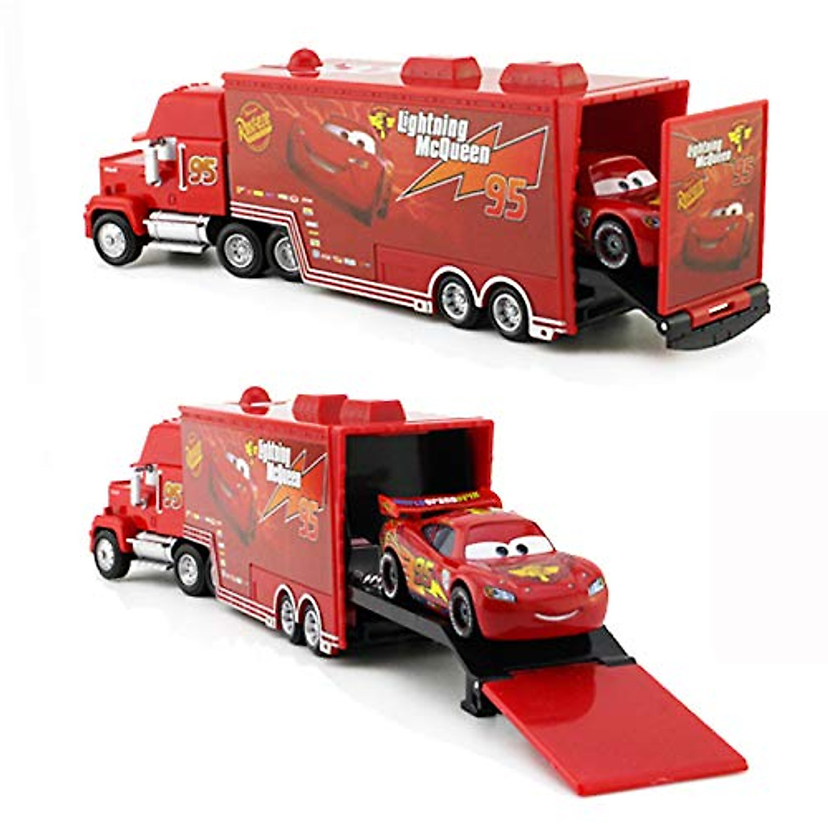 fashionmore 2 PCS Cars Movie Toys Lightning McQueen & Mack Hauler Truck Diecast Toy Car 1:55 Loose Kids Toy Vehicles McQueen Toys Car