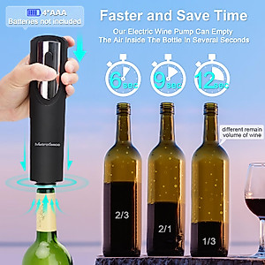 MetroTesco Electric Wine Preserver Vacuum Pump, Auto Wine Stopper Vacuum, Wine Saver Pump with 6 Wine Bottle Stoppers + 1 Foil Cutter, Gift Sets for Wine Lovers Keep Wine Fresh