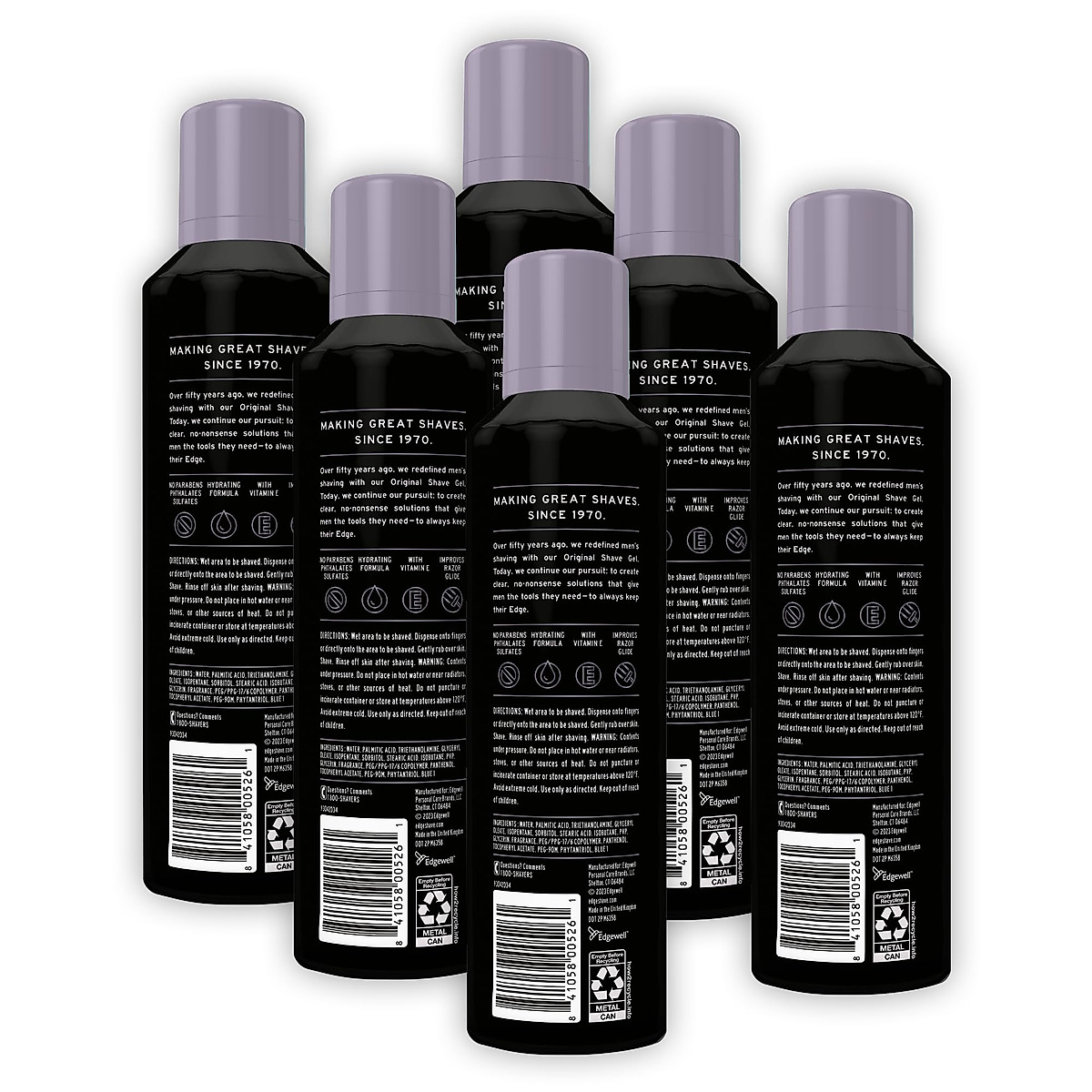 Edge Shaving Gel for Men, Extra Moisturizing with Vitamin E, (6 Pack) - Shave Gel For Men That Moisturizes, Protects and Soothes To Help Reduce Skin Irritation