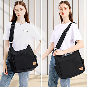 MYHOZEE Canvas Hobo Messenger Bag Large - Cross Body Bag Purses with Multiple Pockets Zipper Crossbody Shoulder Tote Bag for Women and Men Aesthetic Travel - Beige