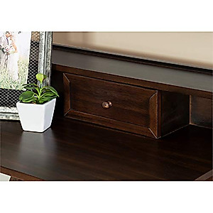 Linon Cade Wood Folding Desk in Antique Walnut Brown