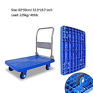 Generic Hand Trucks Platform Truck with Wheels Plastic Chassis and Metal Foldable Handle for Household Items Luggage Transport Moving Push Cart Push Cart (Color : Wheels2, Size : 82 * 50)