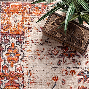 nuLOOM 2' x 6' Fringed Performance Indoor Area Rug, Power Loomed, Easy Clean, Durable, Non-Shed, Farley Rust