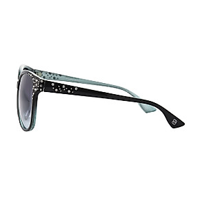 Panama Jack Women's Blue & Silver Flash Cat Eye Cateye Sunglasses, Shiny Black Crystal, 60