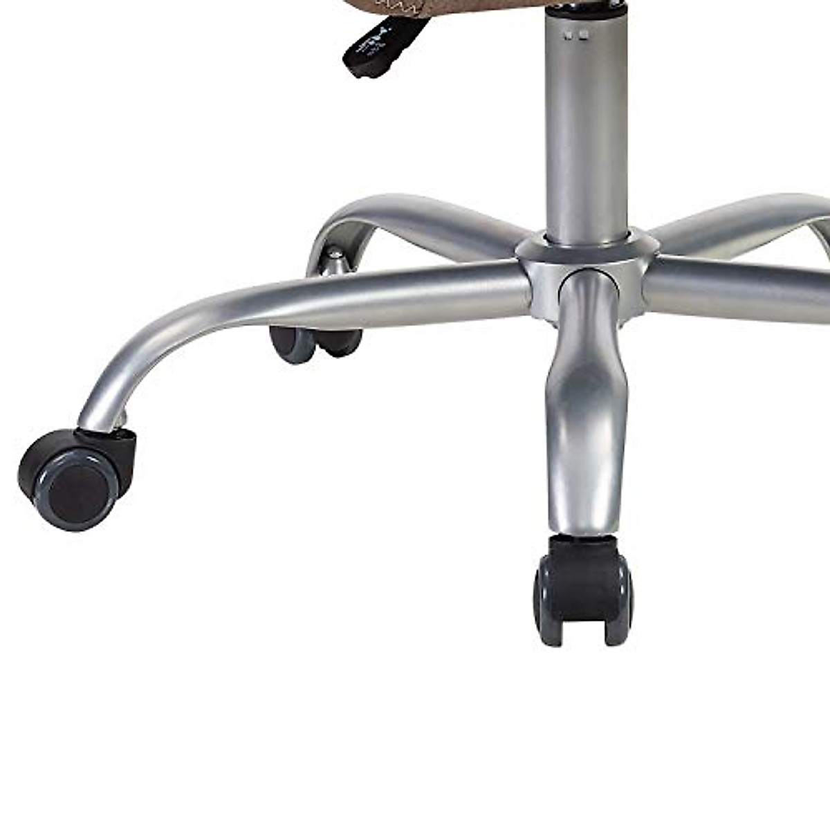 Benjara Leatherette Metal Frame Swivel Office Chair with Sloped Armrests, Brown