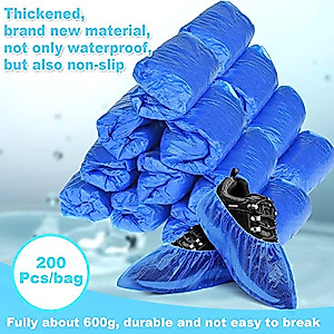 200Pcs/100Pairs Waterproof Shoe Covers Disposable Non Slip, Disposable Shoe Covers for Indoors, Premium Shoes Protectors Boot Covers, CPE Plastic Shoe Booties for Shoes Covers, Fit All Men&Women DHOOZ