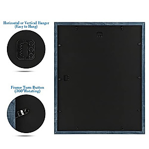 Frametory, 16x20 Picture Frame with Mat for 11x14 Photo - High Definition Glass Wide Molding - Preinstalled Wall Mounting Hardware (Blue, 1 Pack)