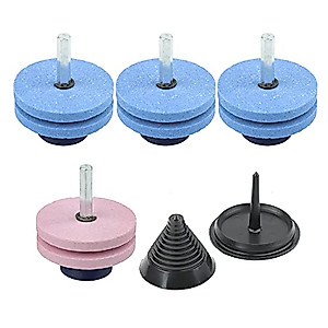 Adefol 4 Pcs Double Layer Lawn Mower Blade Sharpener with Blade Balancer for Any Power Drill Hand Drill High Temperature Resistance Not Easy Damage