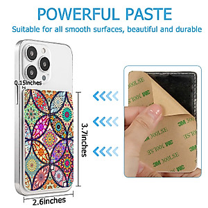 TIHYWR Leather Phone Card Holder Phone Wallet, Stick Back Phone Wallet Sticker Stylish Phone Case Credit Card Holder, Suitable for iPhone, Samsung, Android and Most Smart Phones.Five Color Flowers