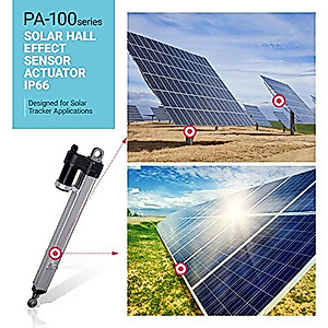 PROGRESSIVE AUTOMATIONS 24V Solar Linear Actuator – (36 in. 3300 lbs.) Hall Effect Electric Sensor with IP66 & Brushed DC Motor. Designed specifically for The Solar Industry. PA-100-36-3300-HS-24VDC