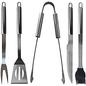 LLRY BBQ Grilling Tools Set - Stainless Steel Grilling Accessories with Free Portable Bag. (5PCS)