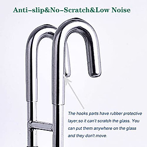 Hallyware Shower Door Hooks SUS 304 Stainless Steel Bathroom Frameless Glass Shower Door S Hooks for Hanging Coat ,Towel,Bathrobe,Squeegee,Loofah,Shaver (Silver,3-Pack)