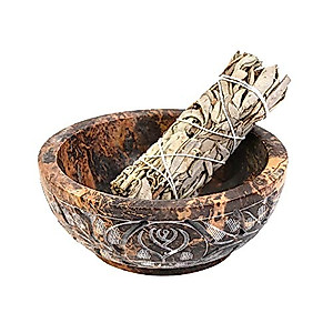 Soapstone Smudge Bowl for Scrying - 5”x 2” - Incense Burner, Wiccan Rituals, Divination