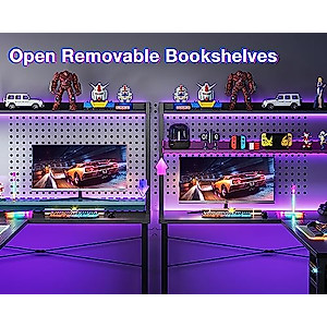 ODK L Shaped Gaming Desk with Hutch, Computer Desk with Storage Shelves, 66" L Shaped Desk for Home Office, Corner Desk with Headphone Hook, Black