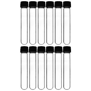 EISCO 12PK Test Tubes, 30ml - Bakelite Screw Cap with Rubber Liner - Borosilicate 3.3 Glass - 3.9" x 1" - Round Bottom - Leak Proof
