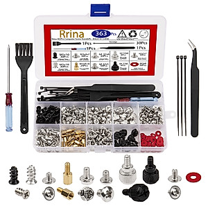 Rrina 363Pcs Computer Screw Standoffs Assortment Kit for 2.5in SSD Hard Drive Computer Case Motherboard Fan Power Graphics