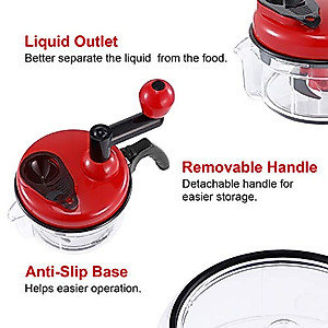Geedel Hand Food Chopper, Vegetable Quick Chopper Manual Food Processor, Easy To Clean Food Dicer Mincer Mixer Blender, Rotary Onion Chopper for Garlic, Salad, Salsa, Nuts, Meat, Fruit, Ice, etc