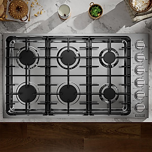 Empava 36 in. Gas Stove Cooktop 5 Italy Sabaf Sealed Burners NG/LPG Convertible in Stainless Steel, 36in