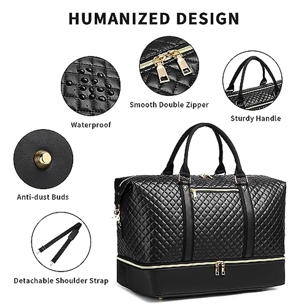 Travel Bag with Shoe Pouch,Weekender Bag Overnight Duffle Bag Carry On Bag Travel Tote Duffel Bags for Traveling Sport Duffel Bag Gym Bag for Women or Men