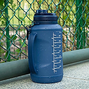 JP Concepts Water Bottle Fitness Collapsible, Folding 2 Liter Silicone BPA Free Space Saving Leakproof Built in Straw All Day Drinking Reminder with Motivation