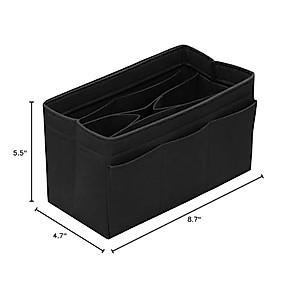 DailyPlus Purse Organizer Insert Felt Bag Organizer Handbag Organizer Insert Bag In Bag Organizer for Tote Purse Bag 14 Pockets Black Small