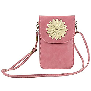 Touch Screen Cell Phone Purse Wallet Cute Small PU Leather Crossbody Bag for iPhone 11 XR XS Max 8 Plus 7 Plus, Galaxy Note10 A20 S10 Plus S9 Google Pixel 3a Xiaomi Mi 9T Redmi Note 6 Pro (Pink)