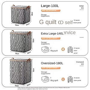 WEERSHUN Large Capacity Folding Clothes Storage Bag Portable Closet With Handle Zipper Storage Bag Can be Used to Organize Clothes Quilts Shoes Blankets (180L)