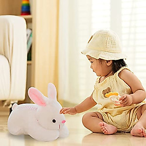 Bunny Toys Educational Interactive Toys Bunnies Stuffed Animal Easter Plush Bunny Toy Easter Plush Toys (White, One Size)