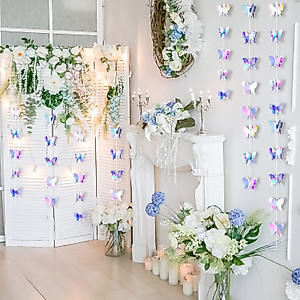3D Butterfly Hanging Garlands Butterfly Laser Paper Party Streamers Decoration for Wedding Home Party Birthday Decorations Butterfly Baby Shower Decorations (8 Pieces)