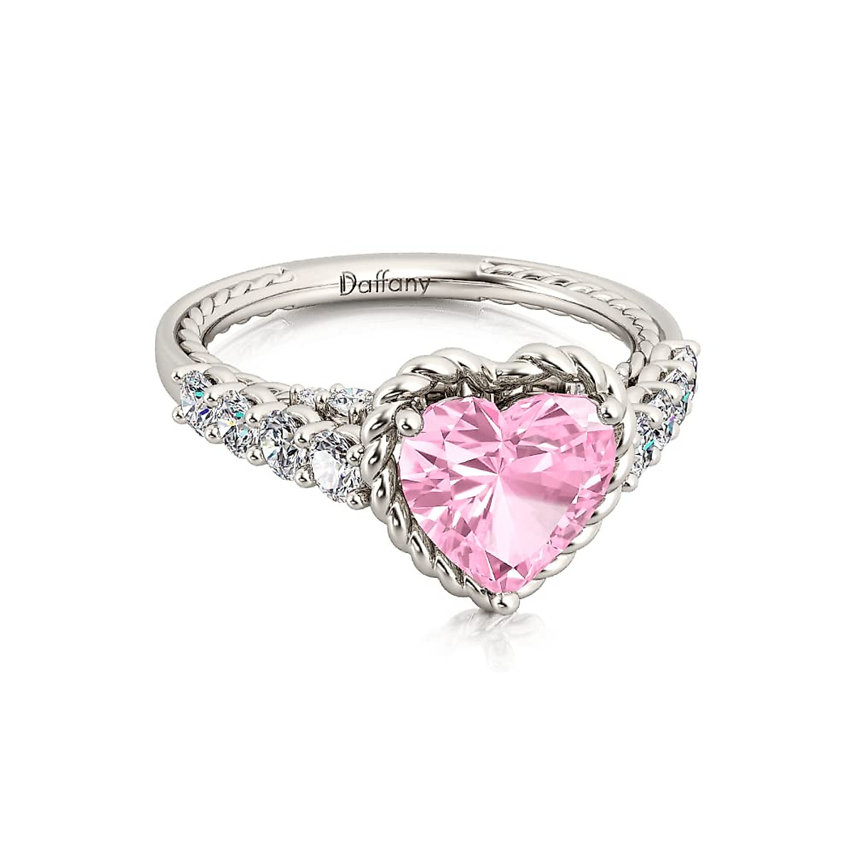 Daffany Pink Heart Vintage Twisted Rope Side-stone Cathedral Engagement Ring 925 Sterling Silver (7)