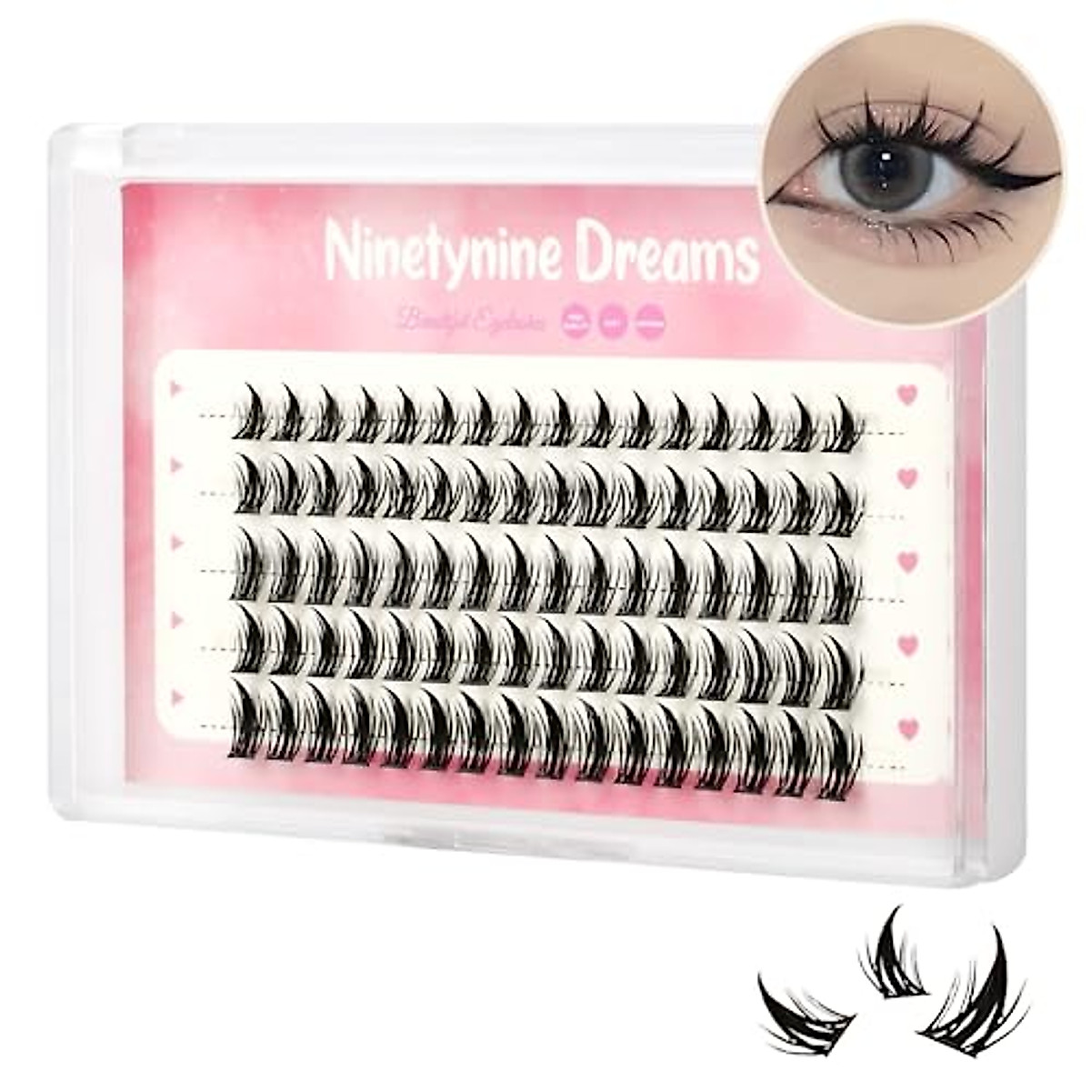 Ninetynine Dreams Tower Top Style Individual Manga Manhua Anime Lash Extensions (9-13mm) C Curl Reusable False Eyelash Soft & Lightweight Volume Lash Clusters