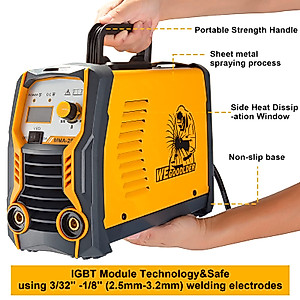 WEGOODLDER 110/220V Mini MMA Welder 250Amp ARC Stick Welding Machine IGBT Digital Display LCD Dual Voltage Welder with Electrode Holder Work Clamp Input Power Adapter Cable
